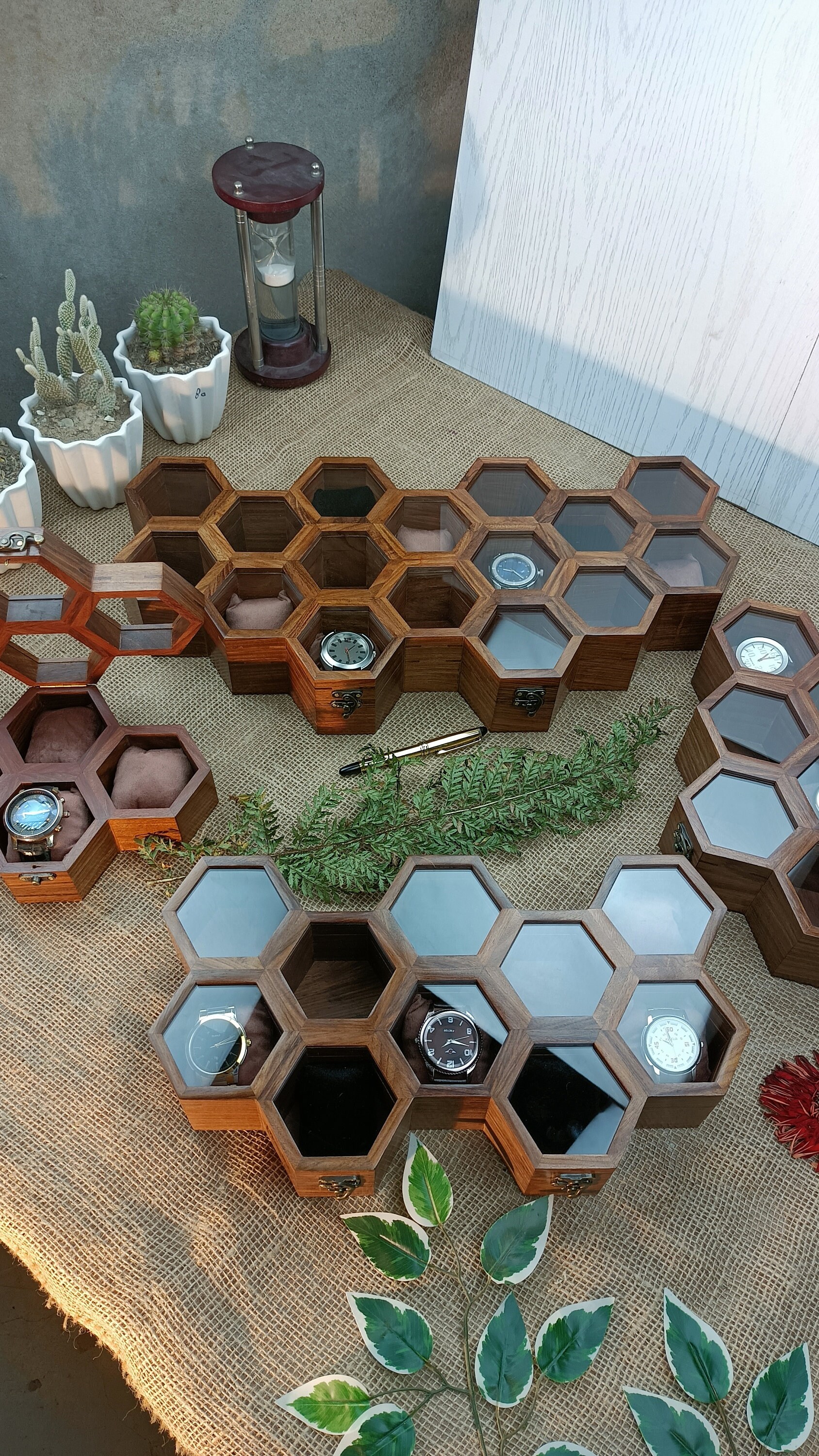 Handmade Watch Box, Rosewood Long-Lasting Wooden Watch Box, Honeycomb ...