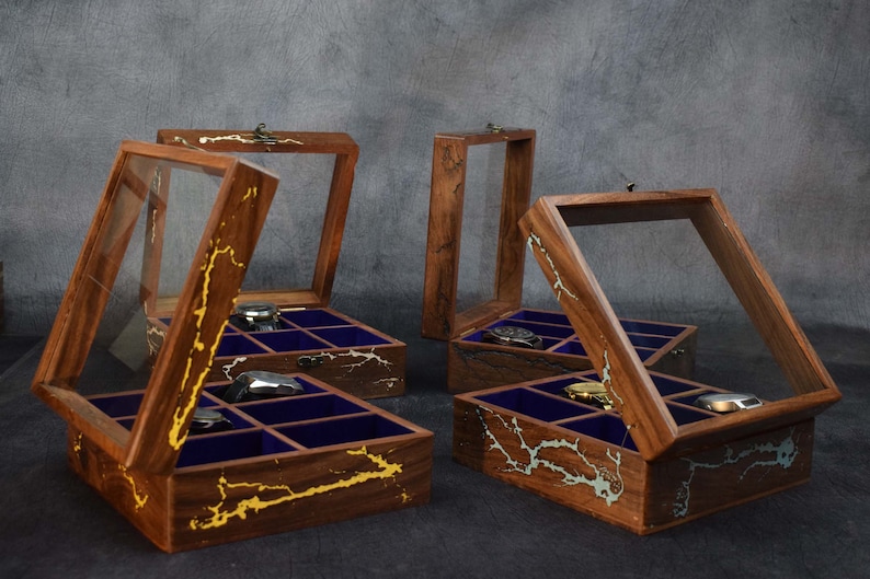 Fractal Burn Indian Rosewood Watch Box -lichtenberg Burn Mens 6 Slot ...