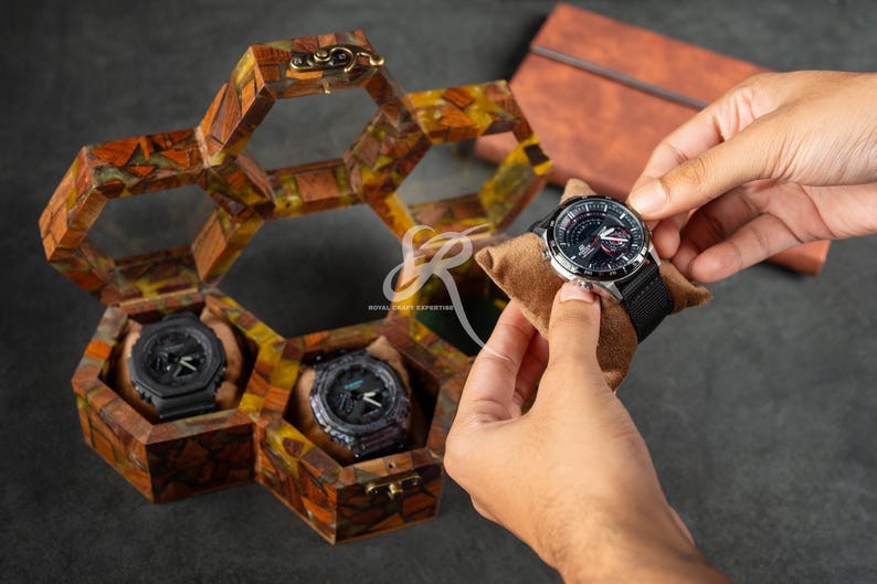 Personalized Epoxy Rosewood Resin Watch Box for Men, Best Gift for Dad ...
