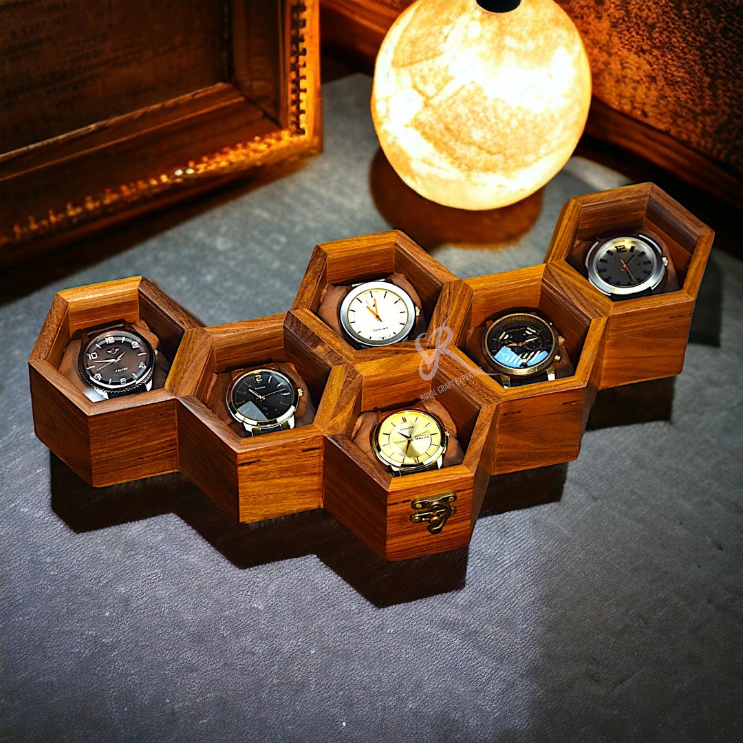 Rosewood Wooden Vintage Watch Box, Luxury Watch Storage Box With 7 ...