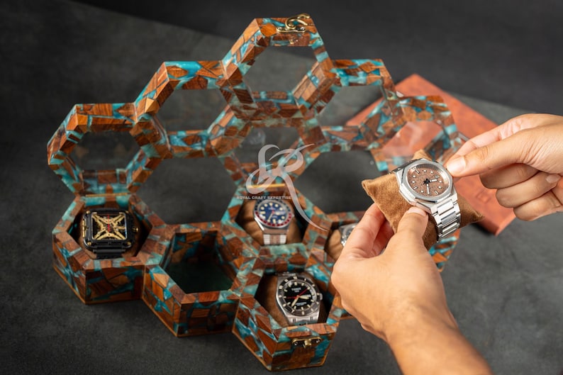 Personalized Epoxy Rosewood Resin Watch Box for Men, Best Gift for Dad ...