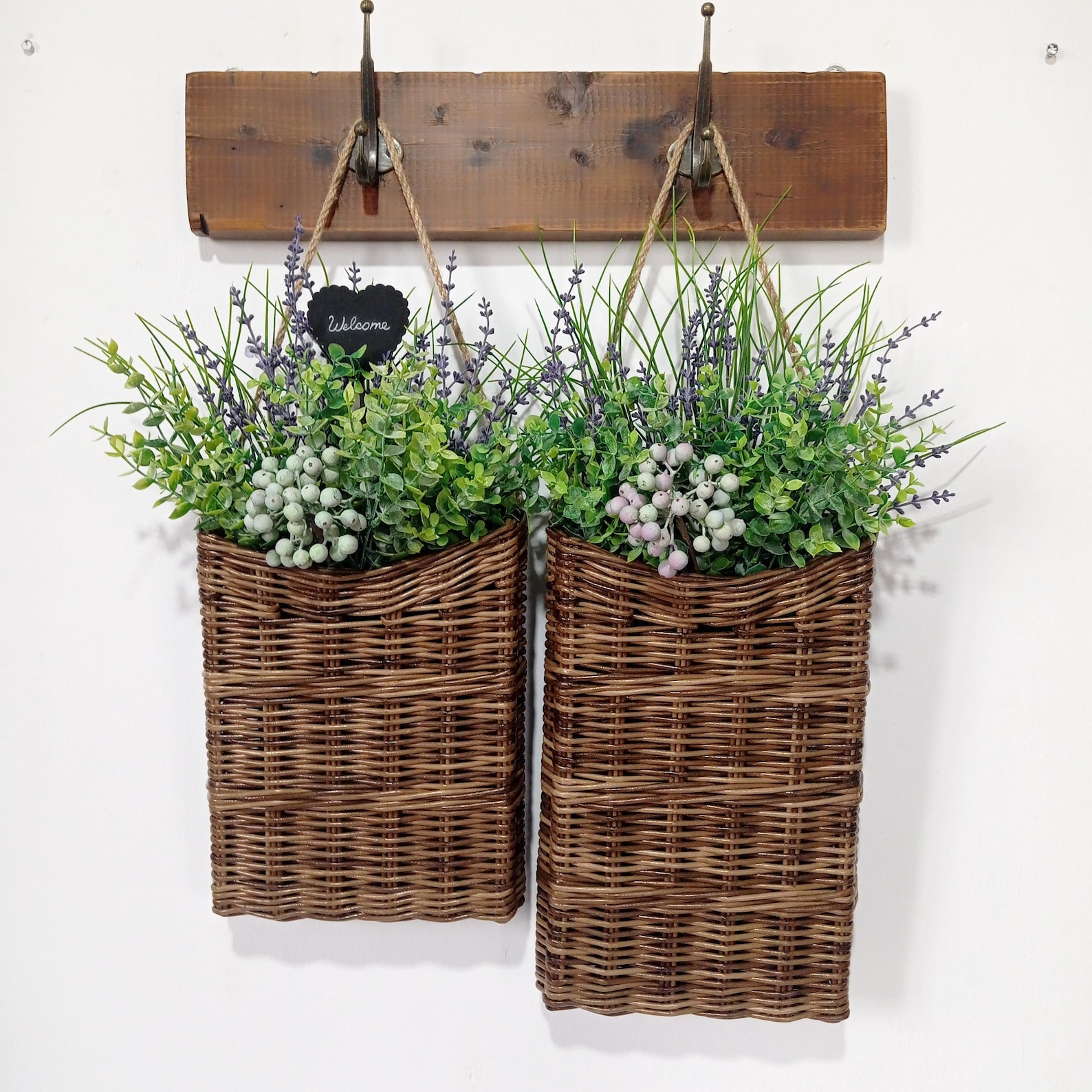 Dark Brown Basket for Flowers - Rural Basket on the Door - Rectangular ...