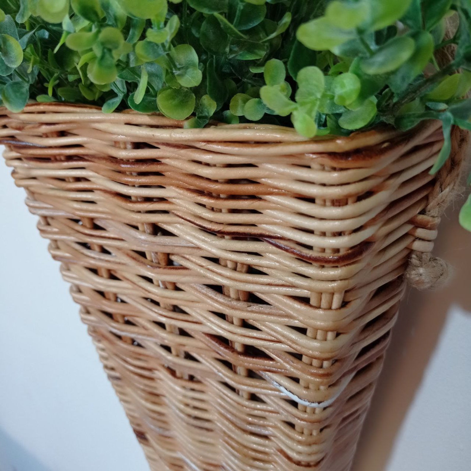 Wicker Basket in Rustic Style Hanging Basket for Flowers Brown Door ...