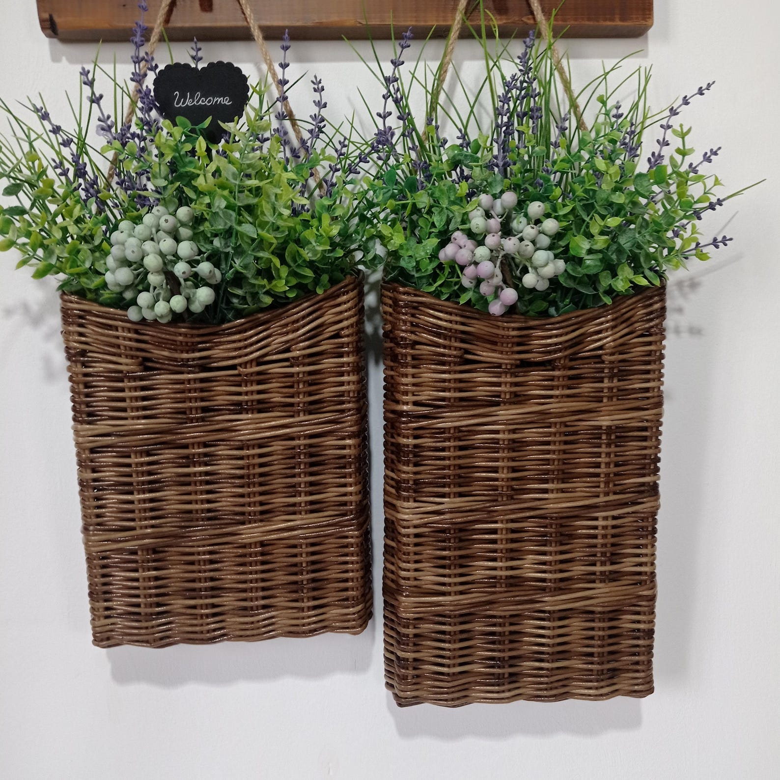 Dark Brown Basket for Flowers - Rural Basket on the Door - Rectangular ...