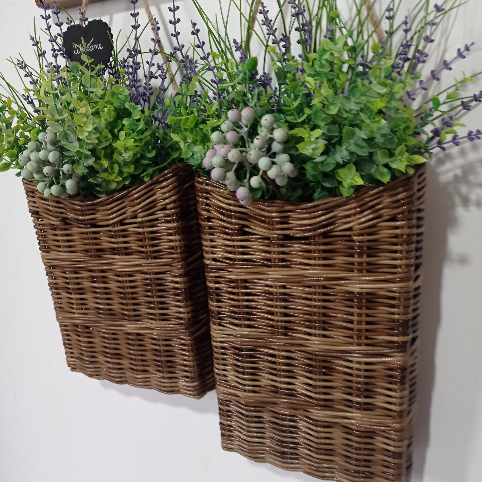 Dark Brown Basket for Flowers - Rural Basket on the Door - Rectangular ...