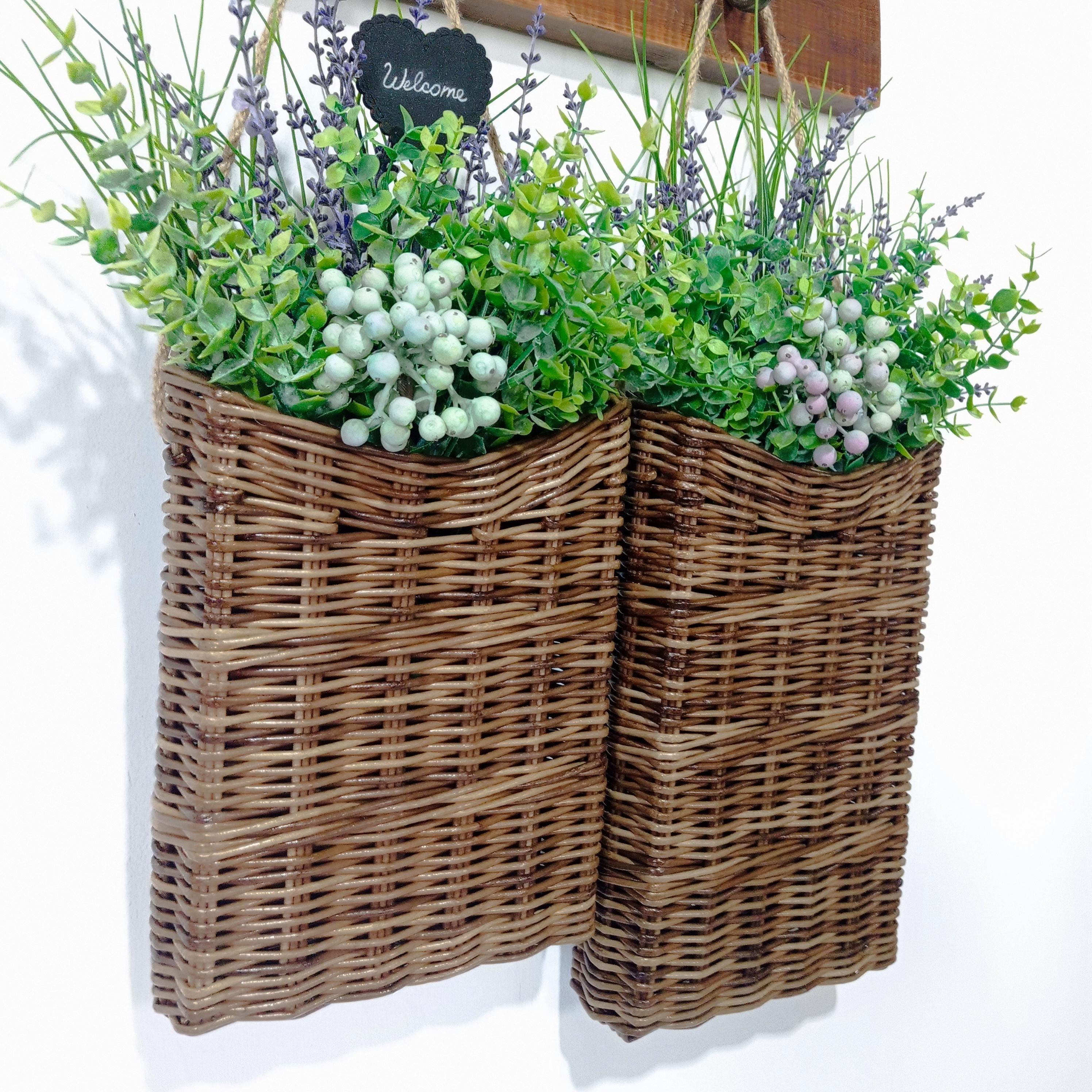 Dark Brown Basket for Flowers - Rural Basket on the Door - Rectangular ...