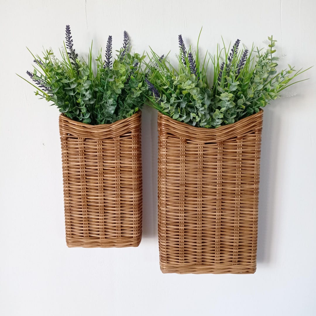 Brown Door Basket - Wicker Basket for Flowers - Door Basket in Rustic ...