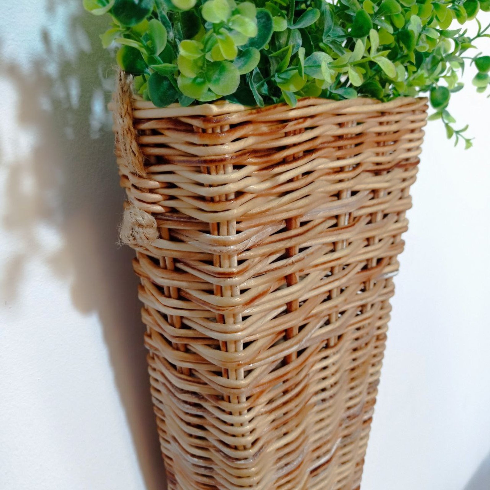 Wicker Basket in Rustic Style Hanging Basket for Flowers Brown Door ...