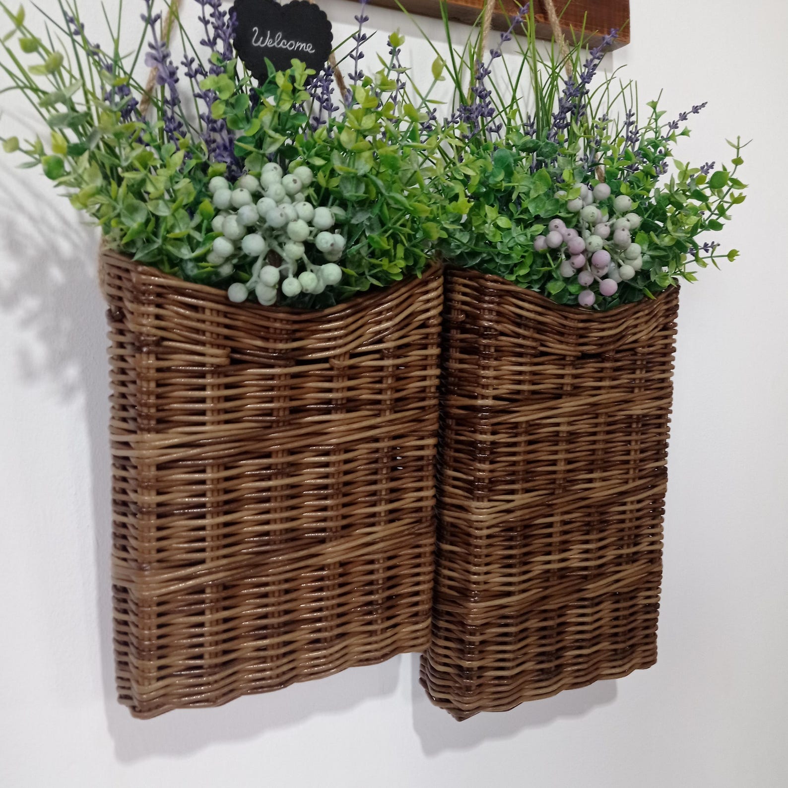 Dark Brown Basket for Flowers - Rural Basket on the Door - Rectangular ...