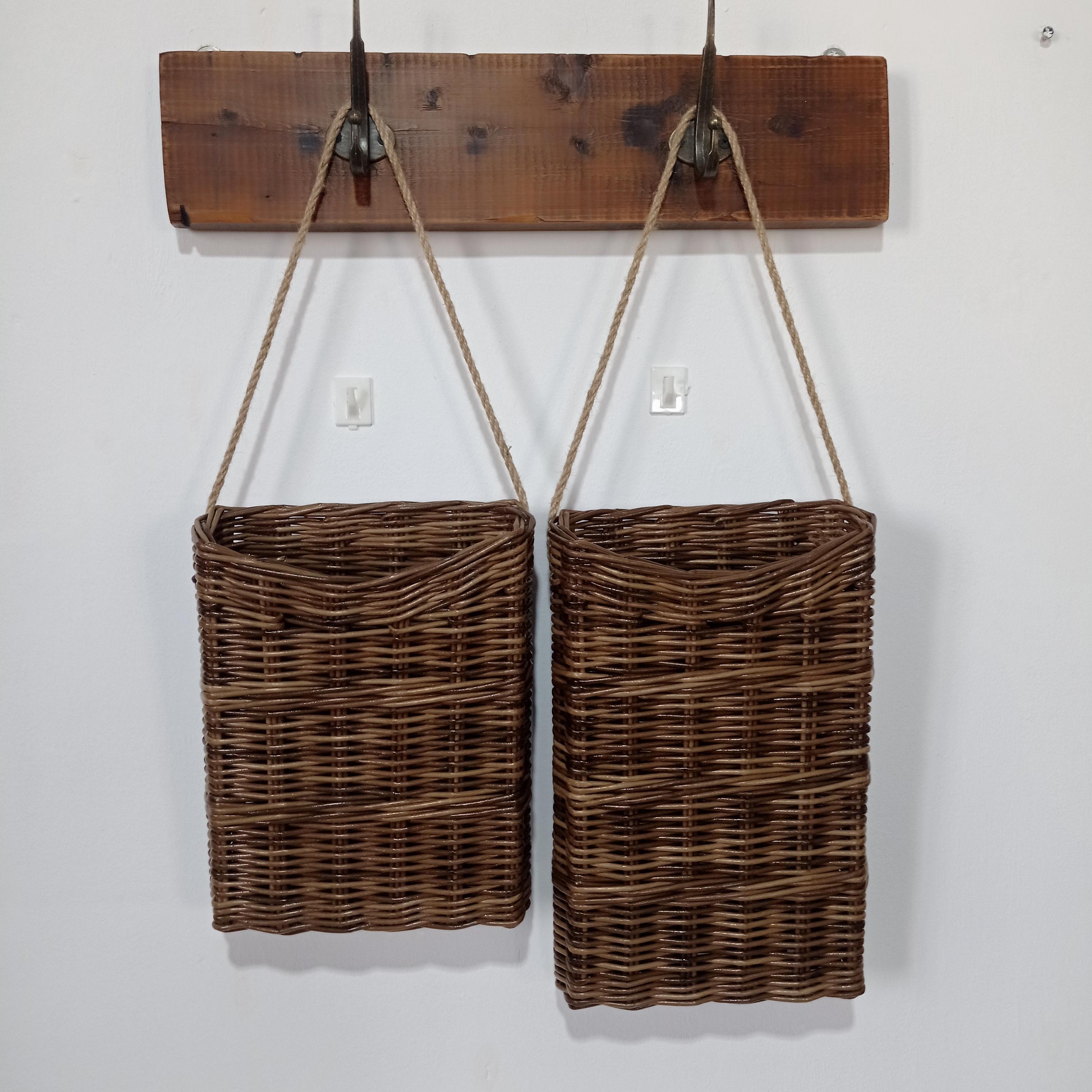 Dark Brown Basket - Rural Basket on the Door - Flower Basket - Wicker ...