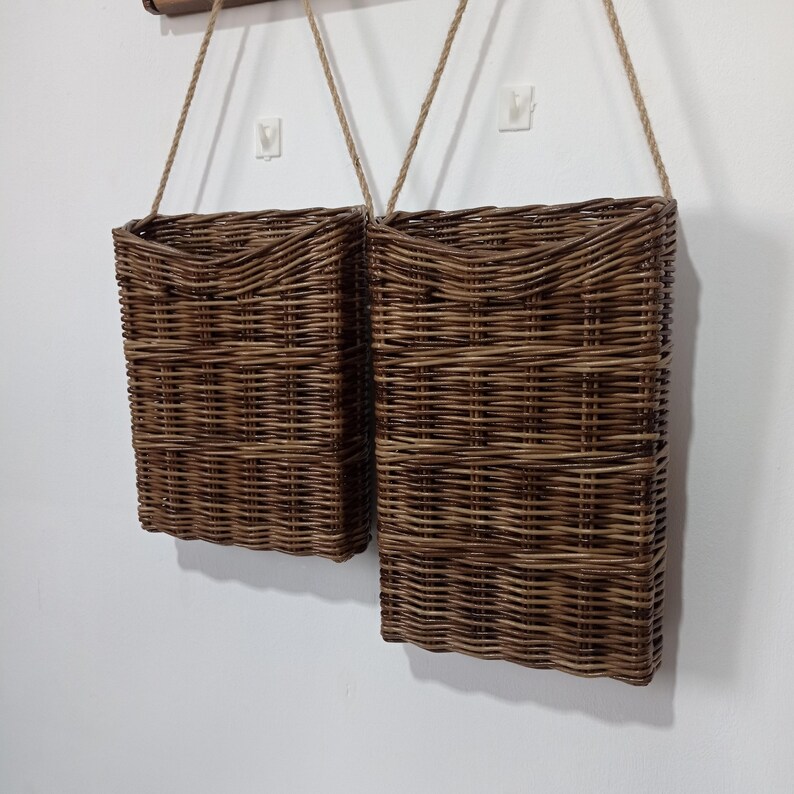 Dark Brown Basket - Rural Basket on the Door - Flower Basket - Wicker ...