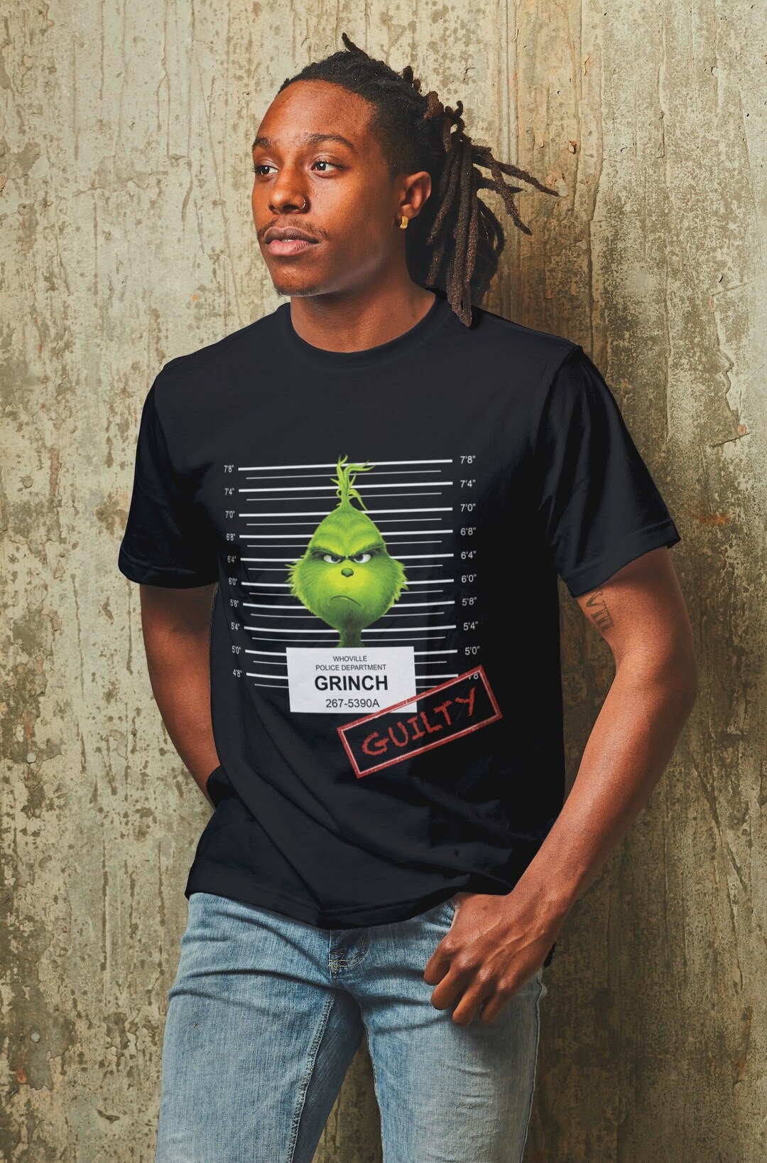 The Grinch Mugshot Tee. Holiday Mugshot Tee. Funny Christmas - Etsy
