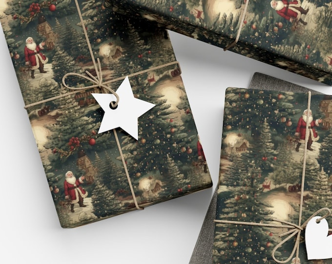 Antique Santa Claus Gift Wrap Saint Nicolaus Wrapping Paper Vintage ...