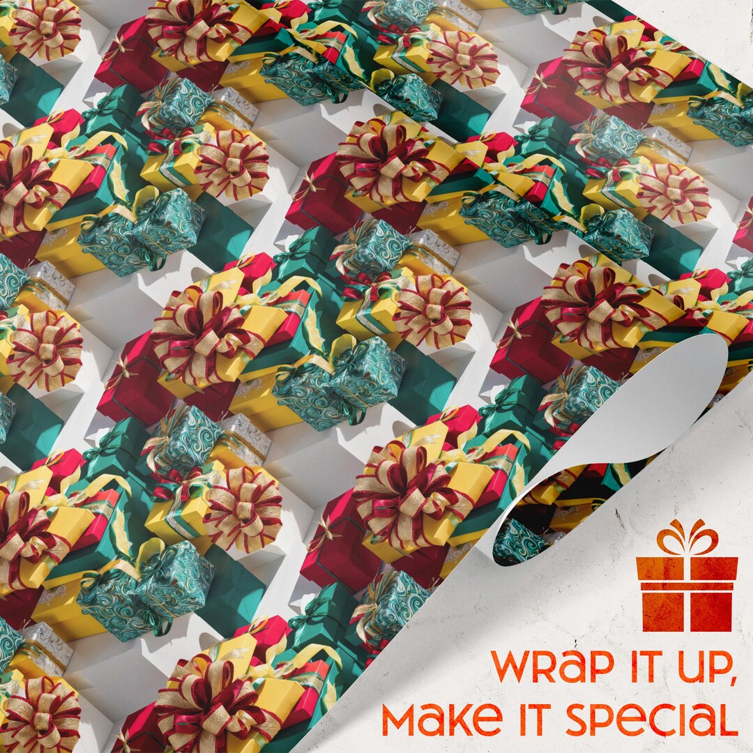 Classic Red and Green Gift Boxes Birthday Wrapping Paper Bold Colorful ...