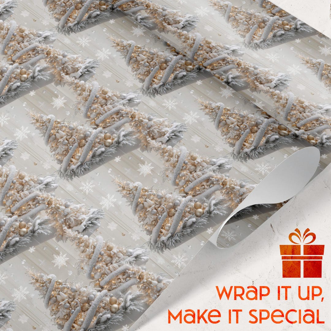 Elegant Gold and White Winter Wonderland Wrapping Paper Luxury ...