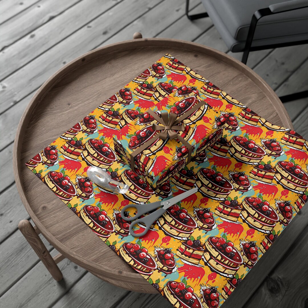 Pop Art Birthday Cake Wrapping Paper, Birthday Gift Wrapping Paper ...