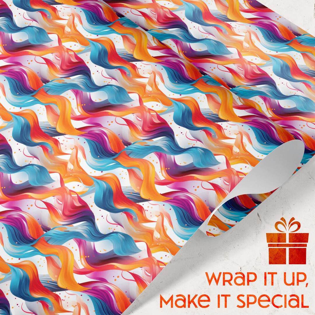 Vibrant Streamer Birthday Wrapping Paper With Colorful Streamer Design ...