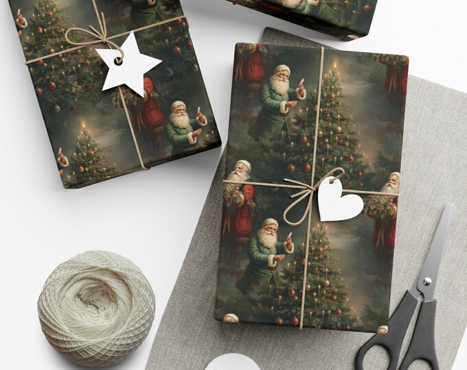Antique Santa Claus Gift Wrap Saint Nicolaus Wrapping Paper Vintage ...