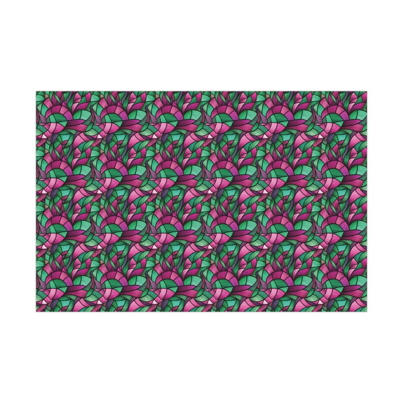 Stained Glass Wrapping Paper Green and Magenta Gift Wrap for Presents ...