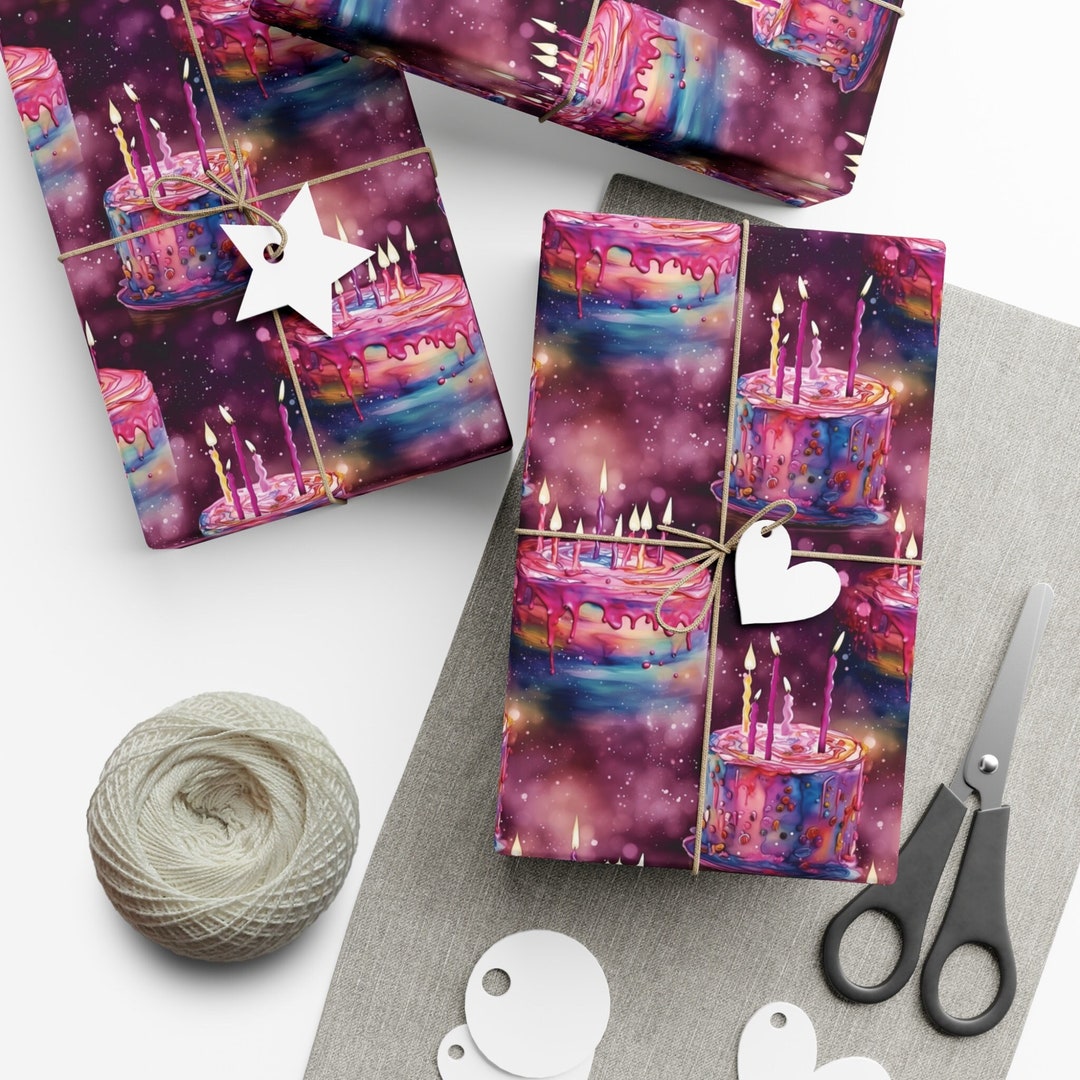 Celebration Birthday Cake Wrapping Paper, Birthday Gift Wrapping Paper ...