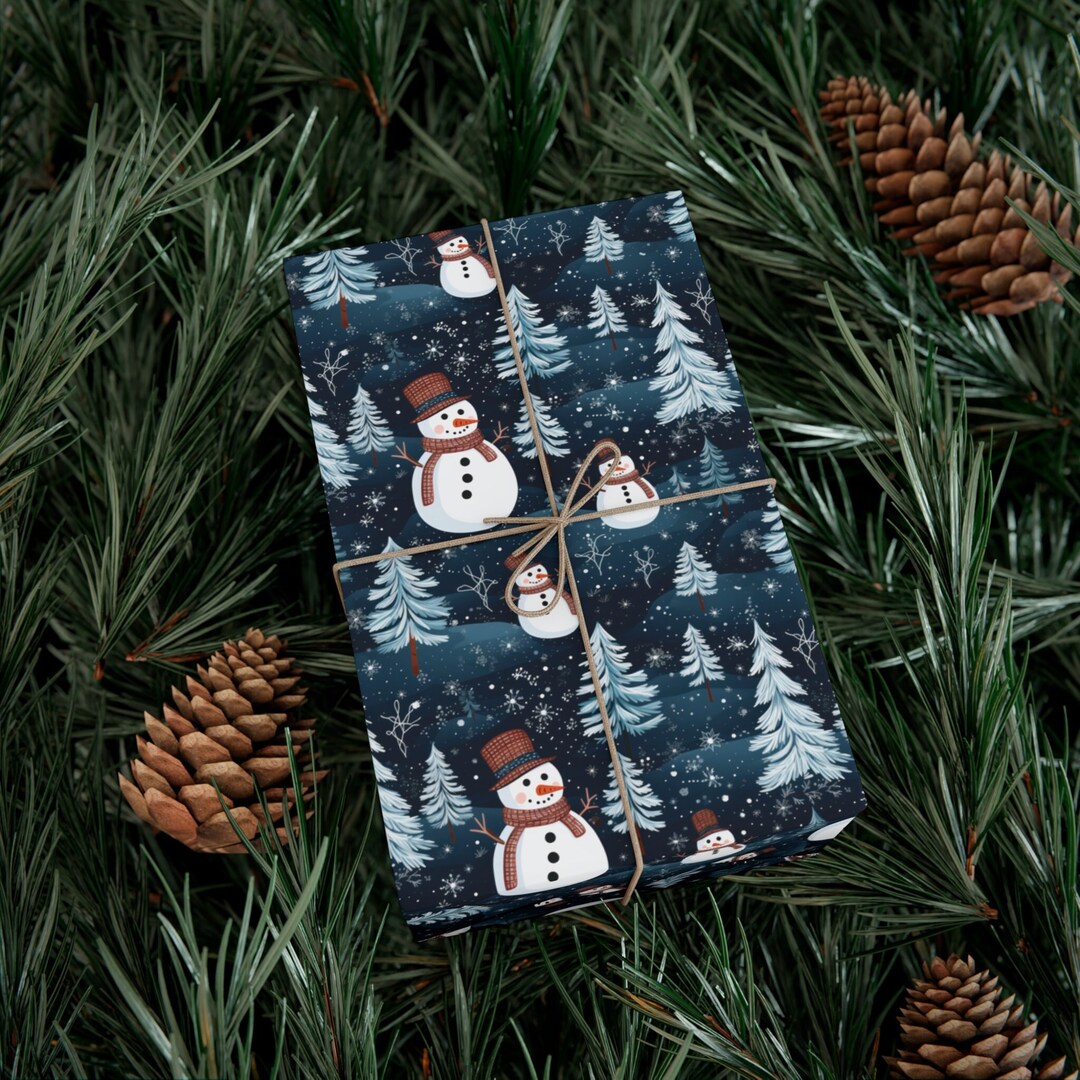 Snowman Gift Wrapping Paper Snow Men Classic Gift Wrap Christmas ...