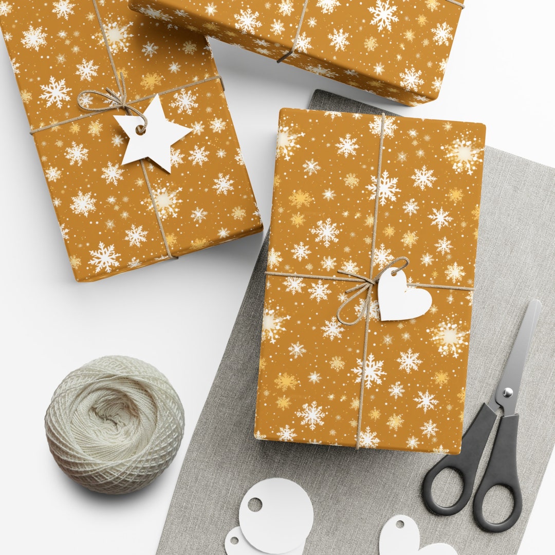 Golden Snowflakes Gift Wrapping Paper Classic Gift Wrap - Etsy
