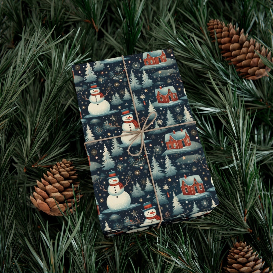 Snowman Gift Wrapping Paper Snow Men Classic Gift Wrap Christmas ...