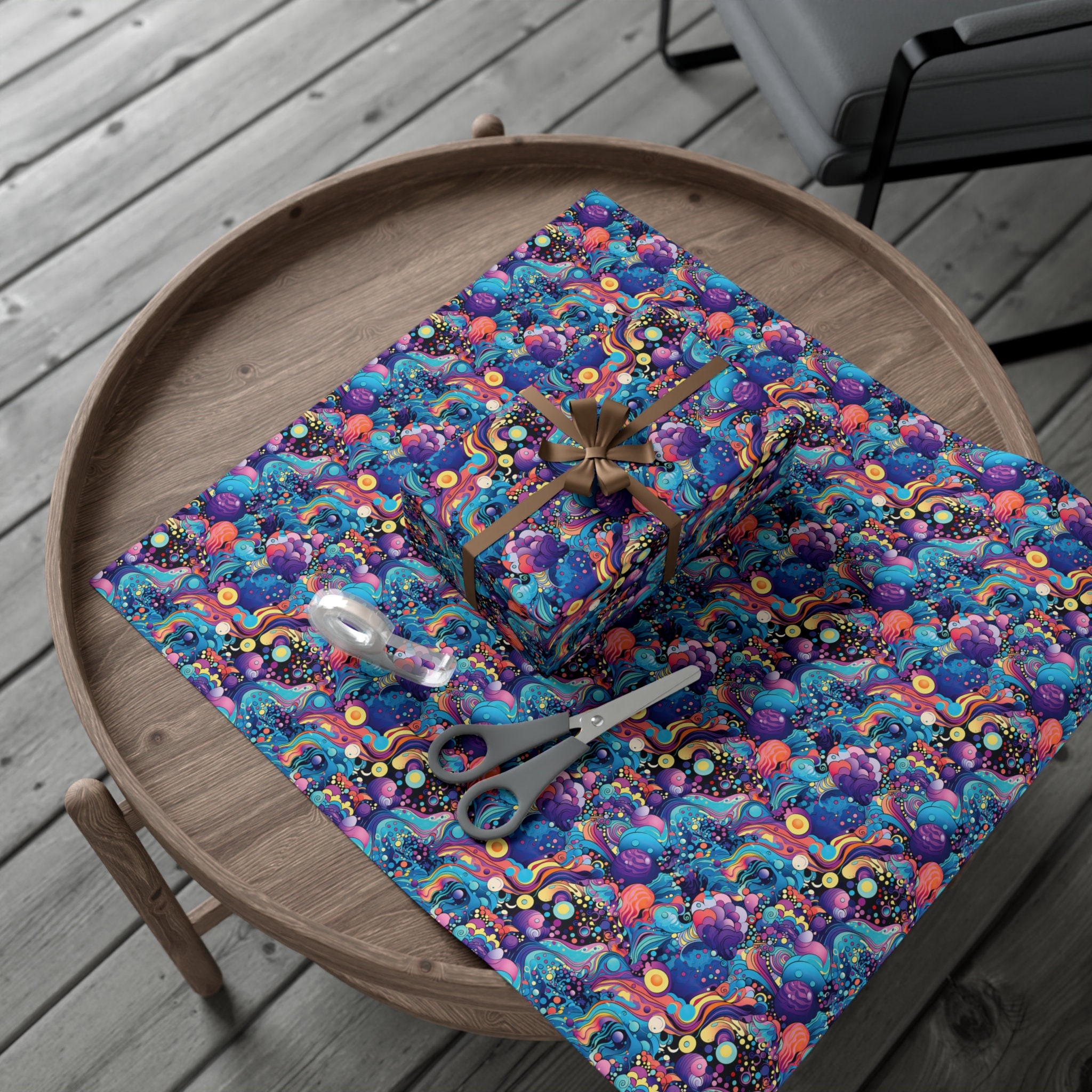 Swirls and Bubbles Wrapping Paper Colorful Abstract Gift Wrap Birthday ...