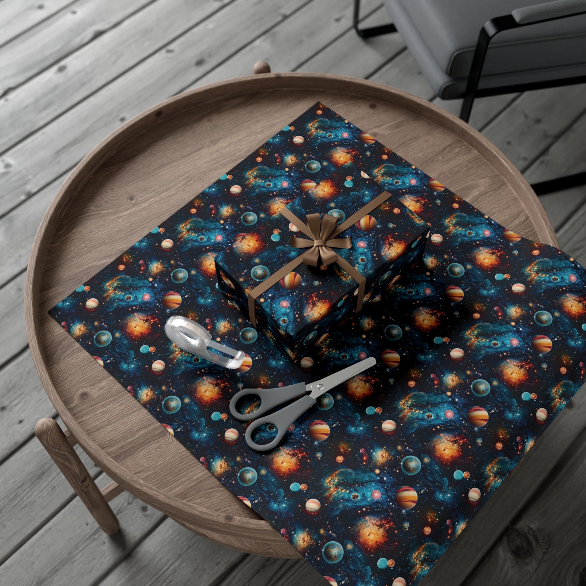 Planets in Space Wrapping Paper Astronomy Gift Wrap Birthday Wrapping ...