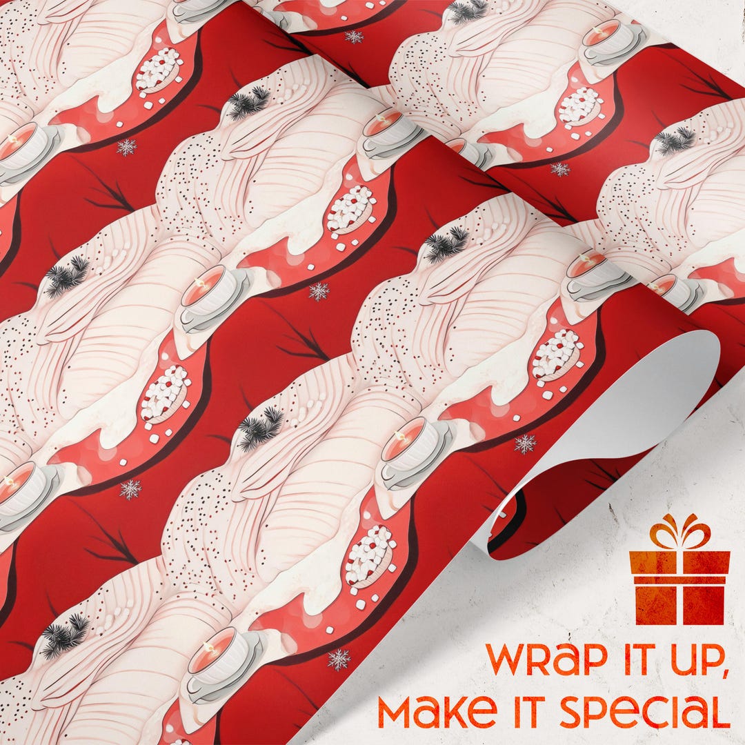 Hot Chocolate Christmas Wrapping Paper Cozy Holiday Gift Wrap ...