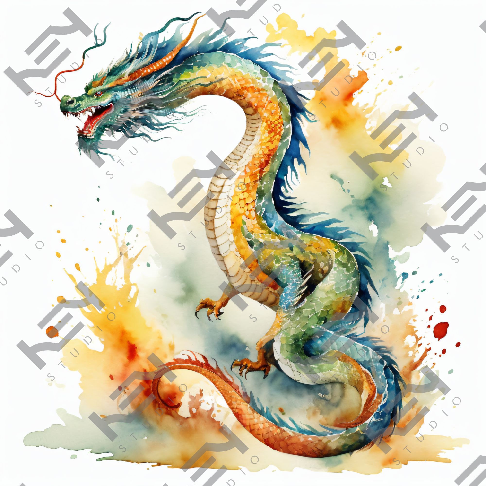 120 Watercolor Dragons Clipart Watercolor Clipart Watercolor Dragon ...