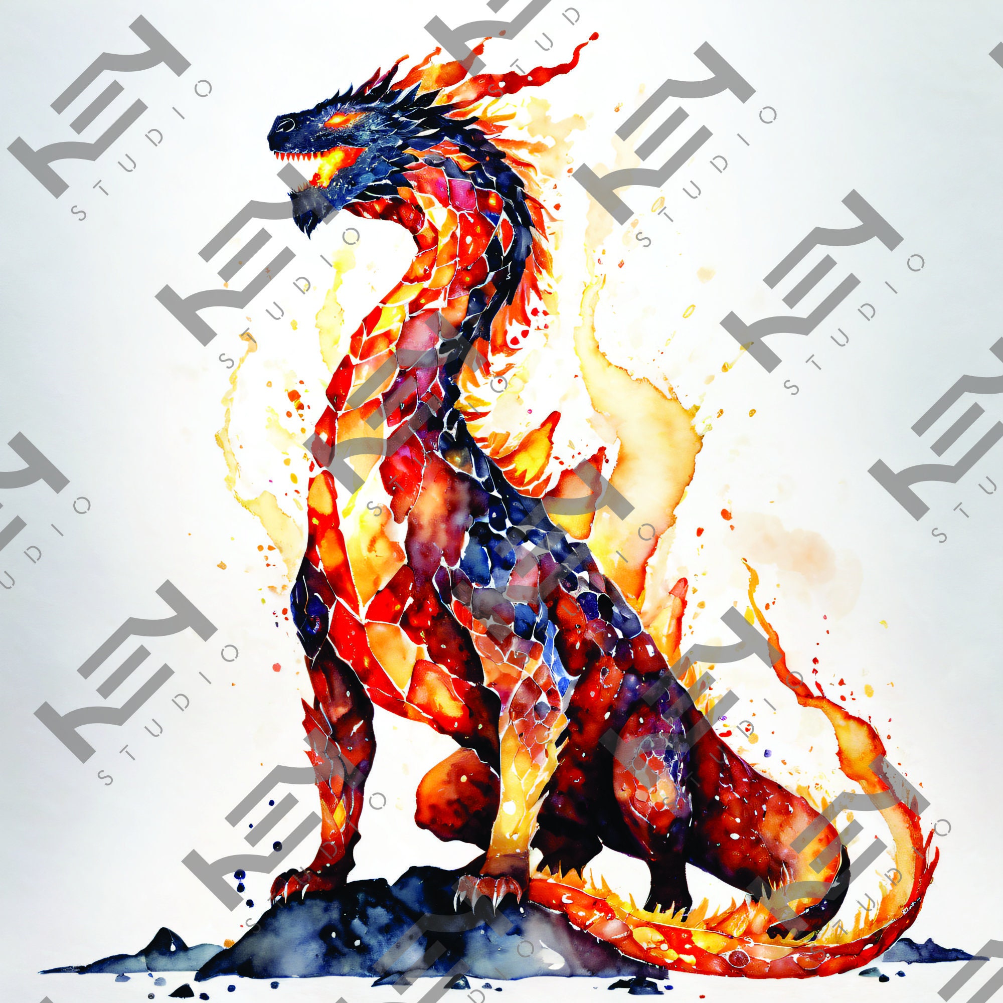 120 Watercolor Dragons Clipart Watercolor Clipart Watercolor Dragon ...