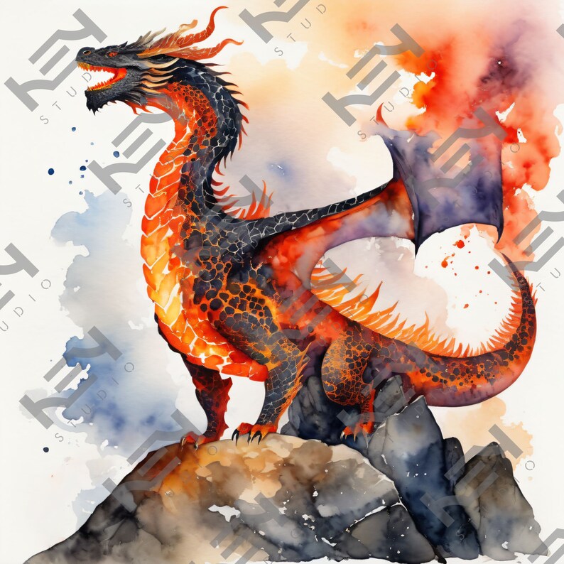 120 Watercolor Dragons Clipart Watercolor Clipart Watercolor Dragon ...