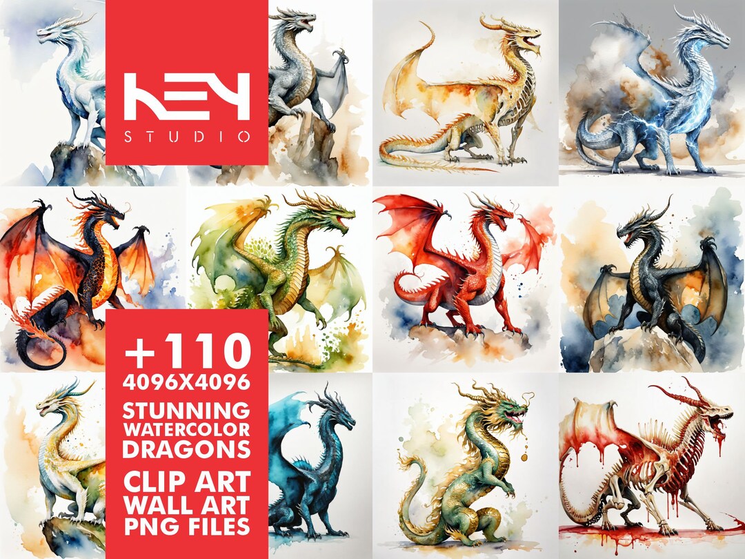 120 Watercolor Dragons Clipart Watercolor Clipart Watercolor Dragon ...