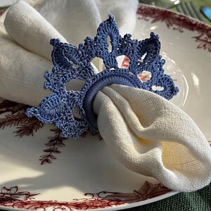 Crochet Napkin Rings Ocean Blue Napkin Bands Table Decor Set of 4 - Etsy