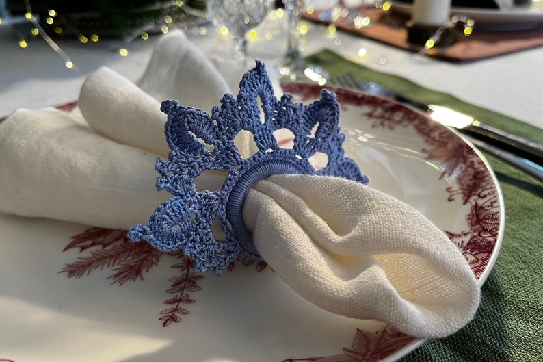 Crochet Napkin Rings Ocean Blue Napkin Bands Table Decor Set of 4 - Etsy