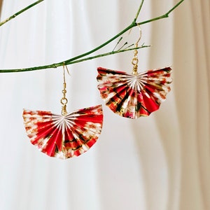 Origami Fan Earrings, Paper Fan Earrings, Origami Paper Jewelry, Simple ...