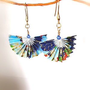 Origami Fan Earrings, Paper Fan Earrings, Origami Paper Jewelry, Simple ...