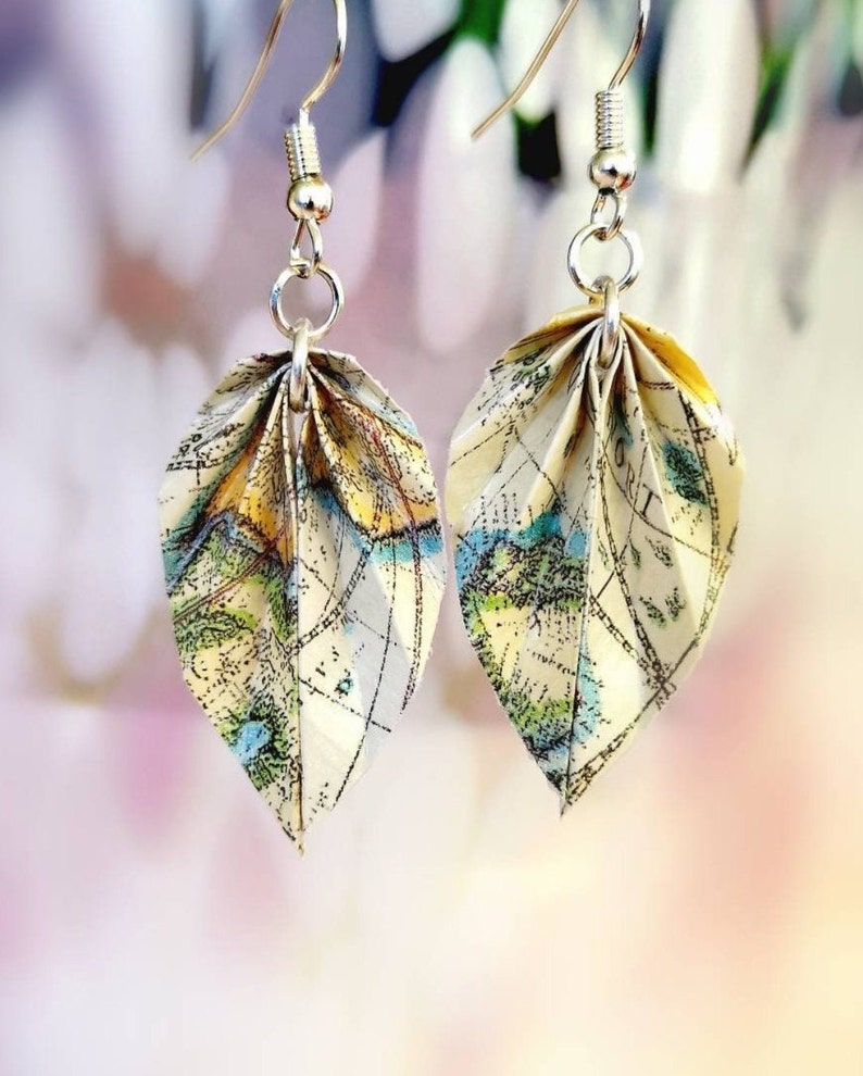 Origami Leaf Earrings, Origami Jewelry, Paper Earring, Simple Earring, Gift for Sister, Wife ...