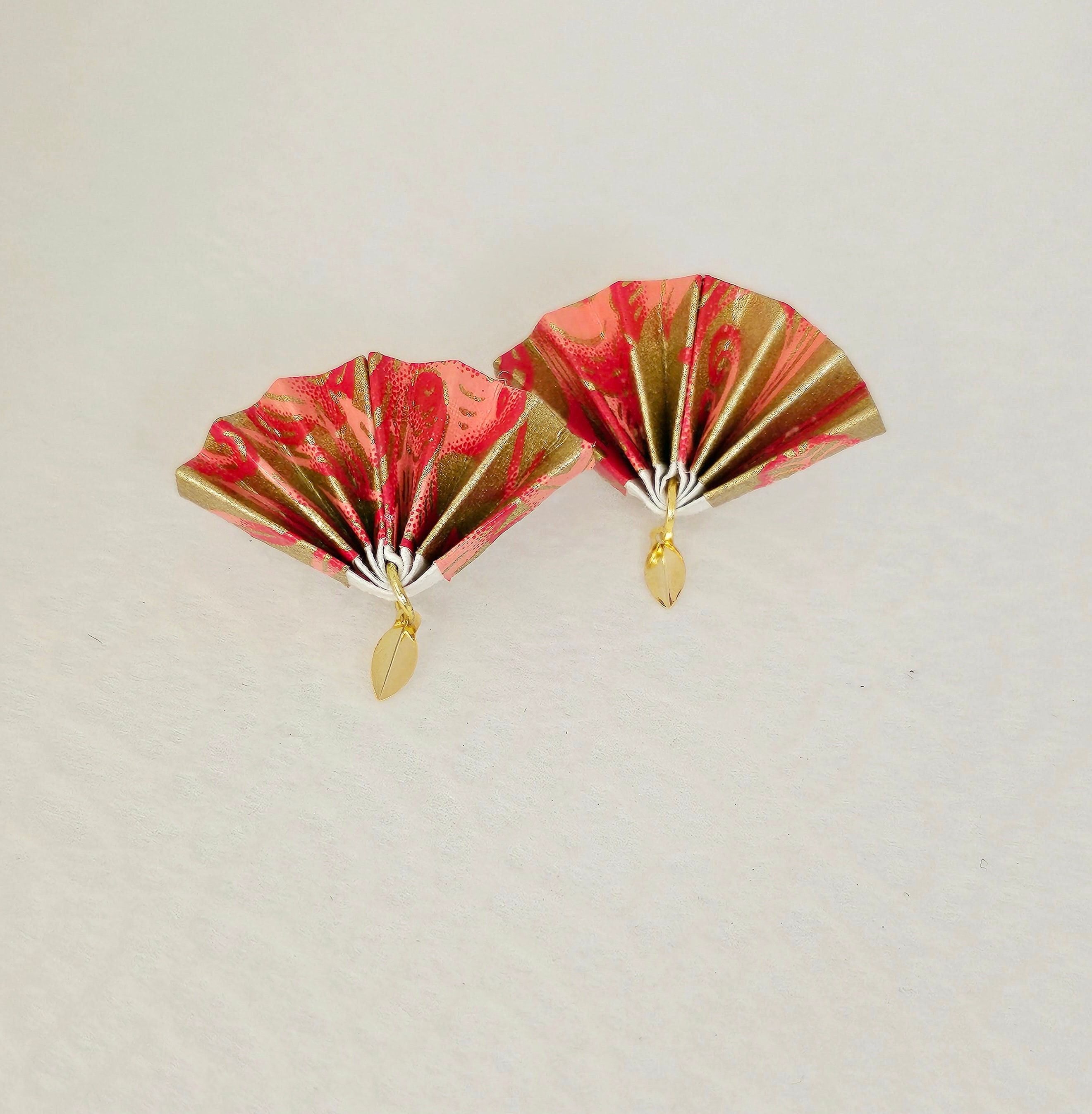 Origami Fan Earrings, Paper Fan Earrings, Origami Paper Jewelry, Simple ...