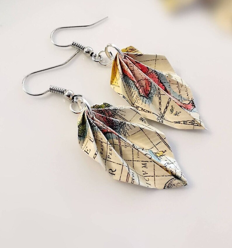 Origami Leaf Earrings, Origami Jewelry, Paper Earring, Simple Earring, Gift for Sister, Wife ...