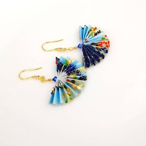 Origami Fan Earrings, Paper Fan Earrings, Origami Paper Jewelry, Simple ...