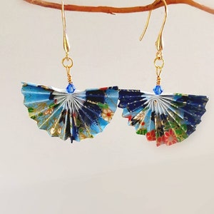Origami Fan Earrings, Paper Fan Earrings, Origami Paper Jewelry, Simple ...