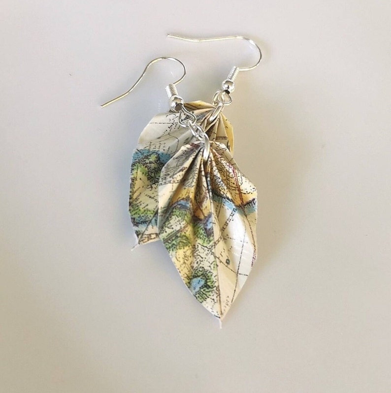 Origami Leaf Earrings, Origami Jewelry, Paper Earring, Simple Earring, Gift for Sister, Wife ...