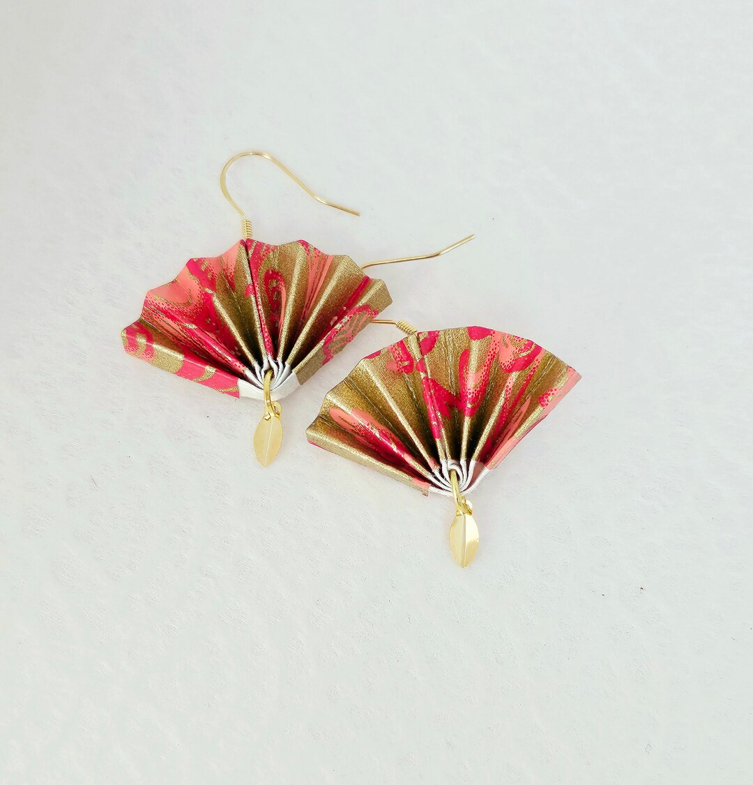 Origami Fan Earrings, Paper Fan Earrings, Origami Paper Jewelry, Simple ...