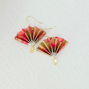 Origami Fan Earrings, Paper Fan Earrings, Origami Paper Jewelry, Simple ...