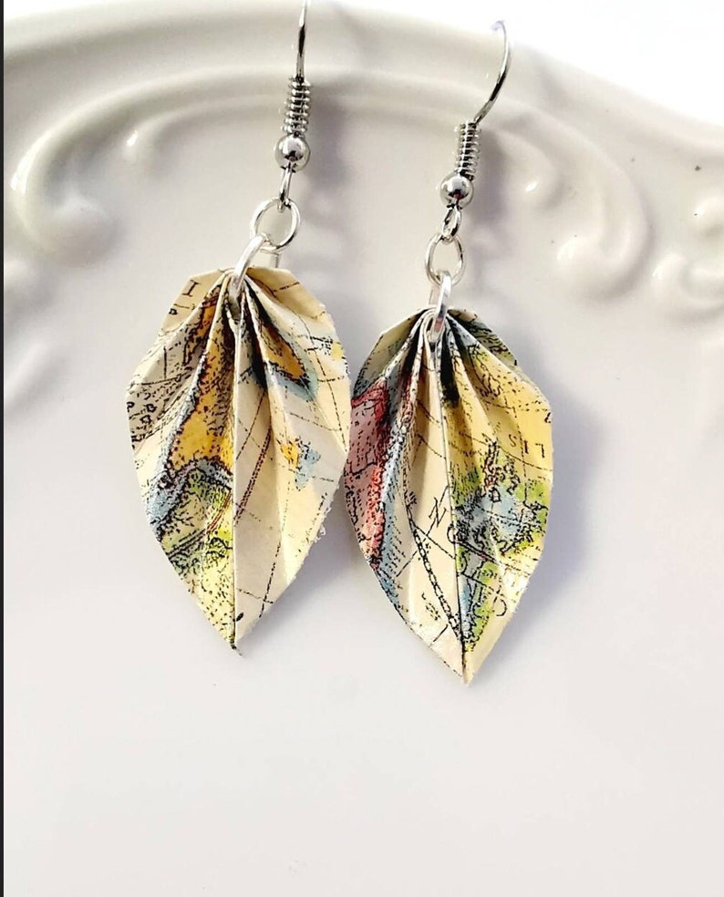 Origami Leaf Earrings, Origami Jewelry, Paper Earring, Simple Earring, Gift for Sister, Wife ...