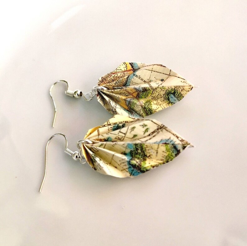 Origami Leaf Earrings, Origami Jewelry, Paper Earring, Simple Earring, Gift for Sister, Wife ...
