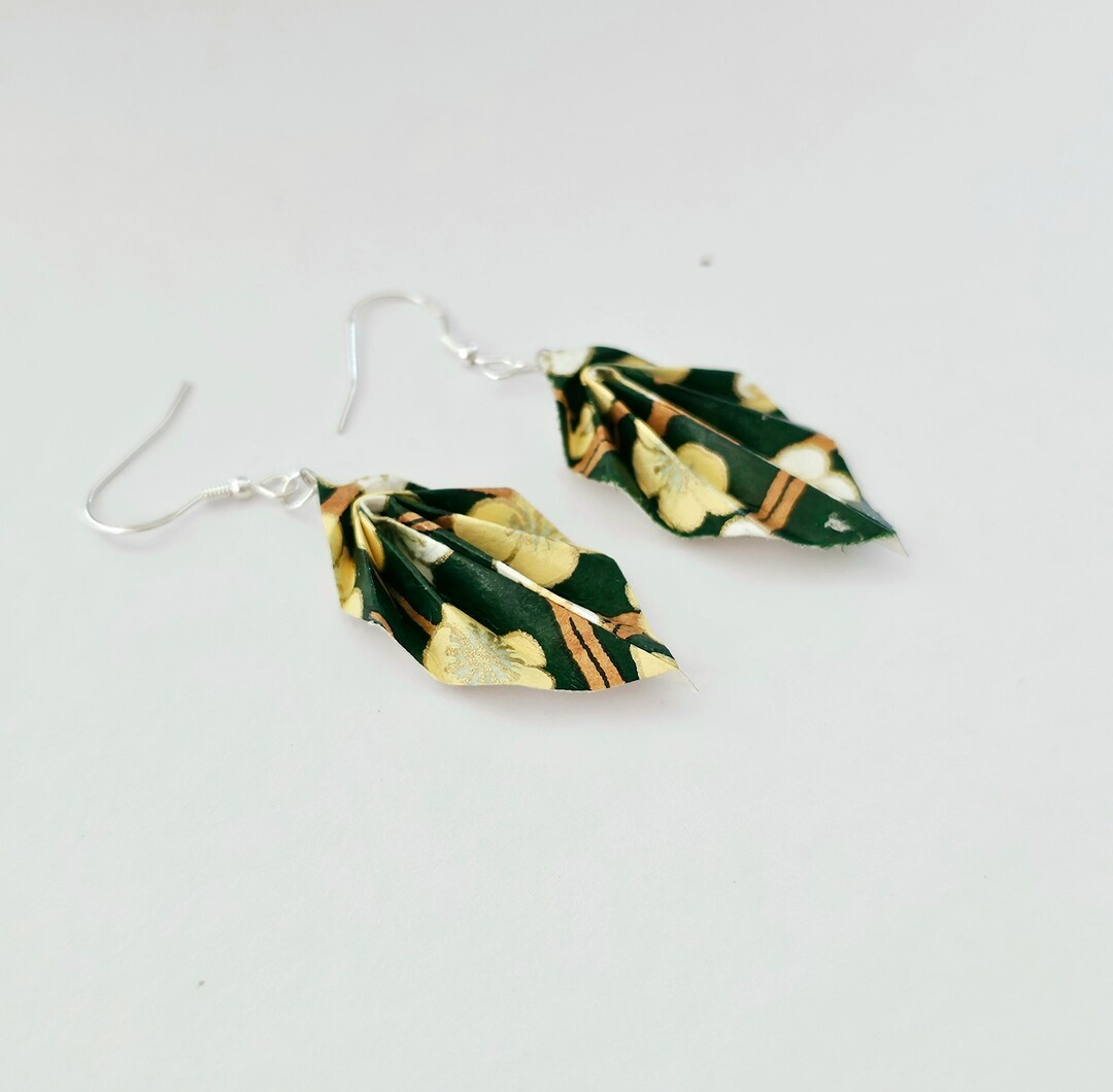 Origami Leaf Earrings, Origami Jewelry, Paper Earring, Handmade Earring, Gift for Sister, Wife ...