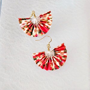 Origami Fan Earrings, Paper Fan Earrings, Origami Paper Jewelry, Simple ...